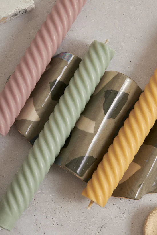 Lola Swirl Dinner Candle Pair - Sage Green by Flört Designs | FRAMING ...