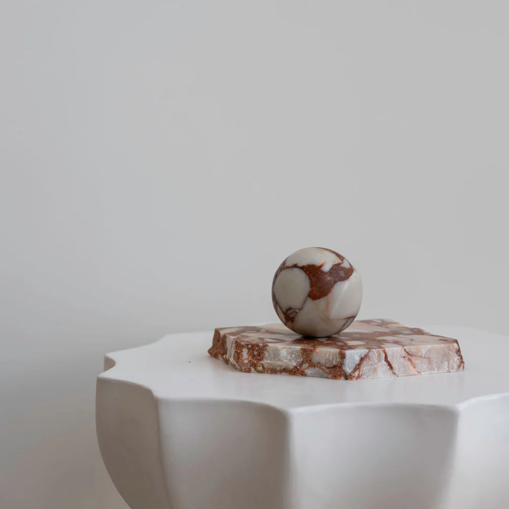 Orbit Table Sculpture by CoTheory in Brown Calacatta | FRAMING TO A T